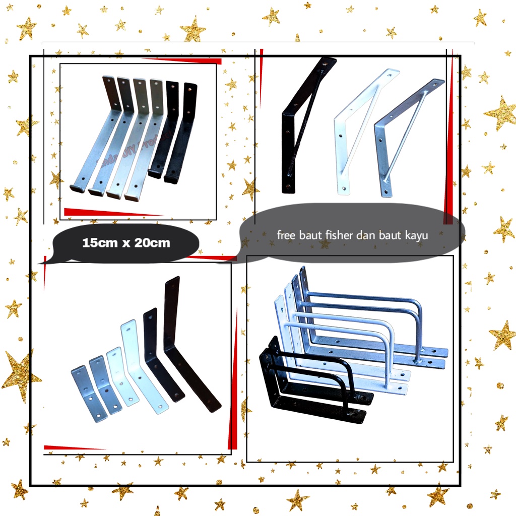 Jual Bracket Siku Besi L Penyangga Ambalan Rak Dinding 15cm x 20cm ...