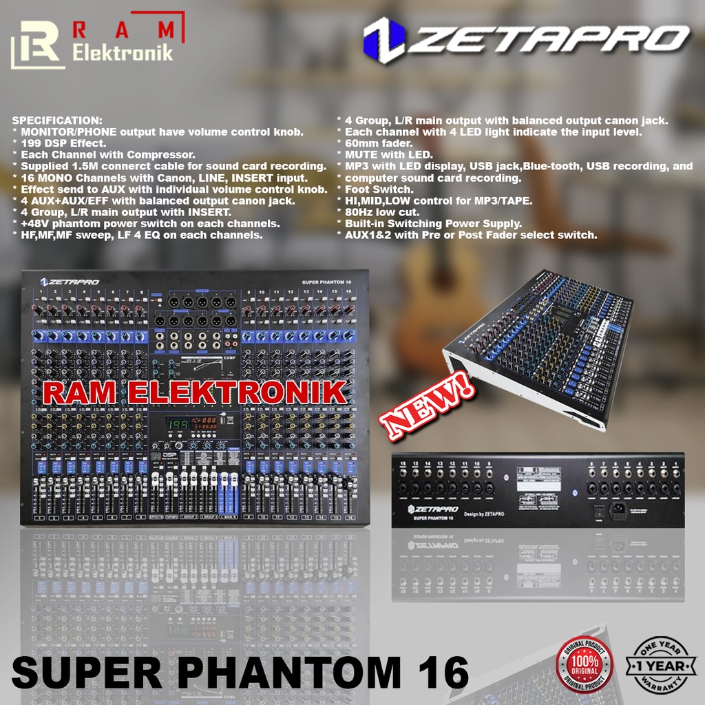 Jual Mixer 16 Channel ZETAPRO Super Phantom 16 Terbaru Original | Shopee Indonesia