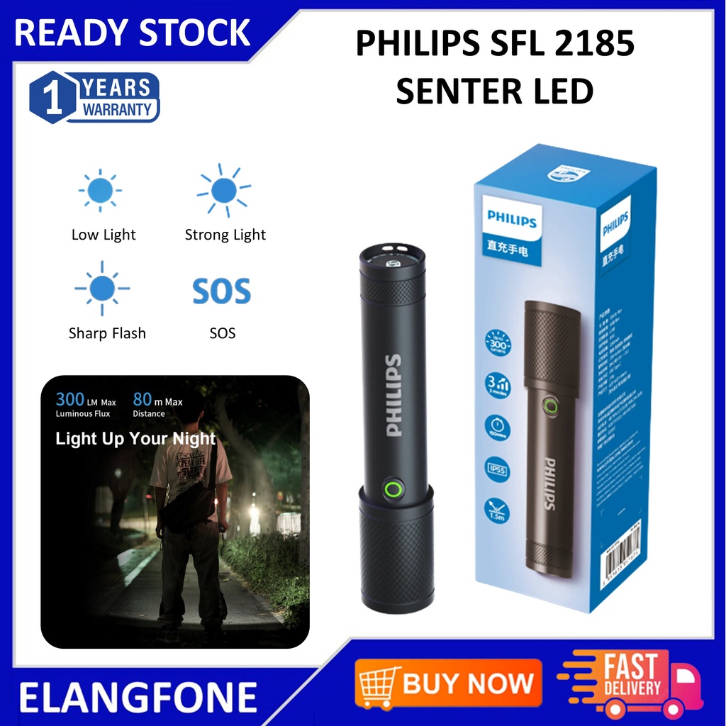 Jual Philips SFL 2185 Senter Led Flashlight Senter Led Super Terang ...