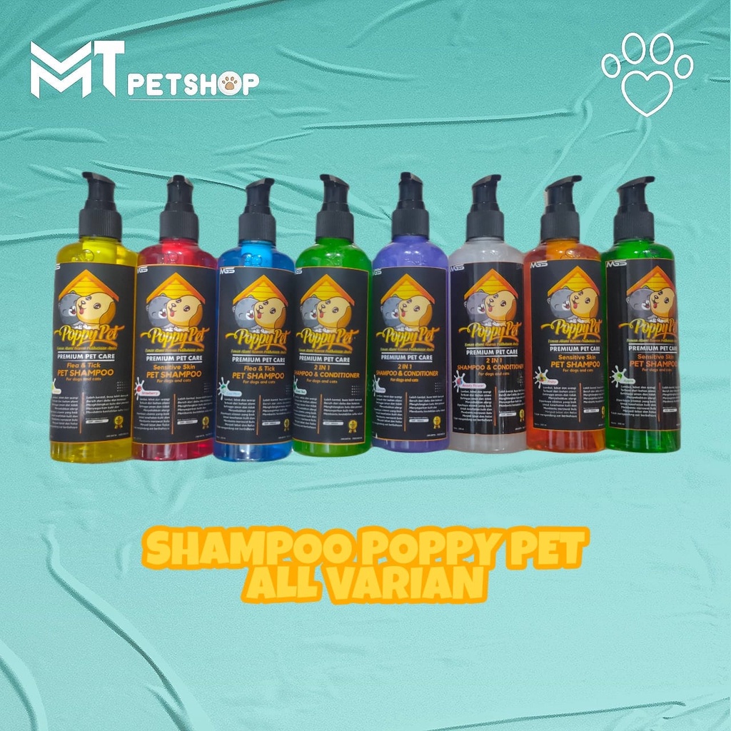 Jual Shampoo Kucing & Anjing POPPY PET 250ML wangi Premium Care 2 in 1 ...