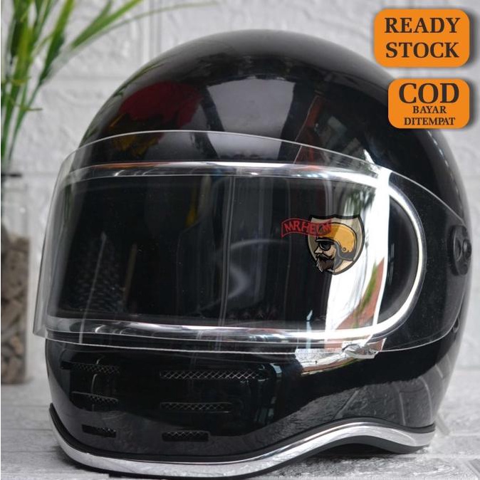 Jual Helm Custom Retro M61 List Chrome With Visor ( Mr Helm ) | Shopee ...