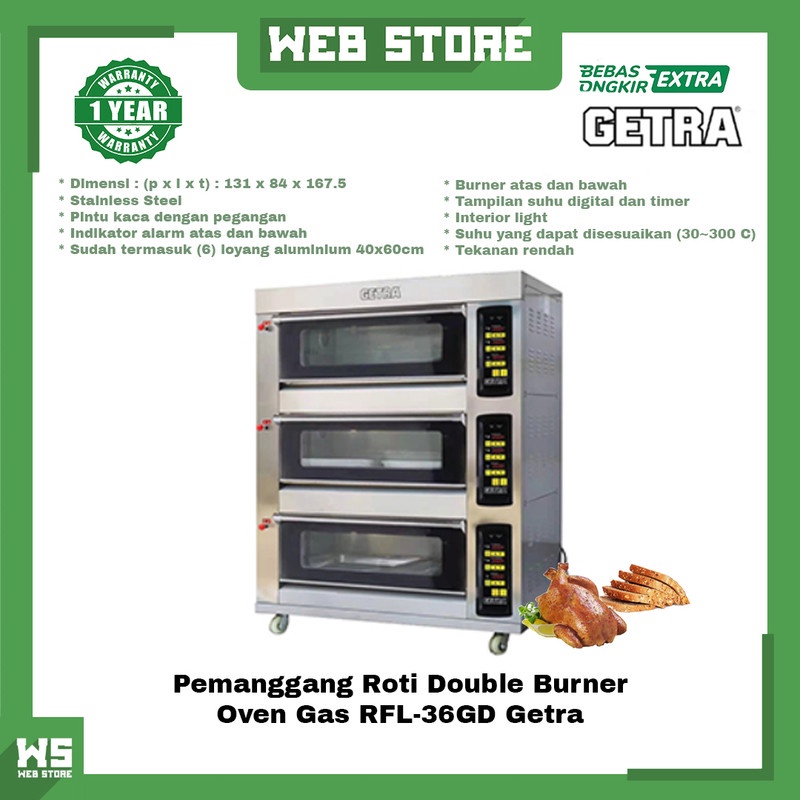 Jual Oven Gas Pemanggang Roti Gas Baking Oven 3 Deck 6 Tray RFL-36GD ...