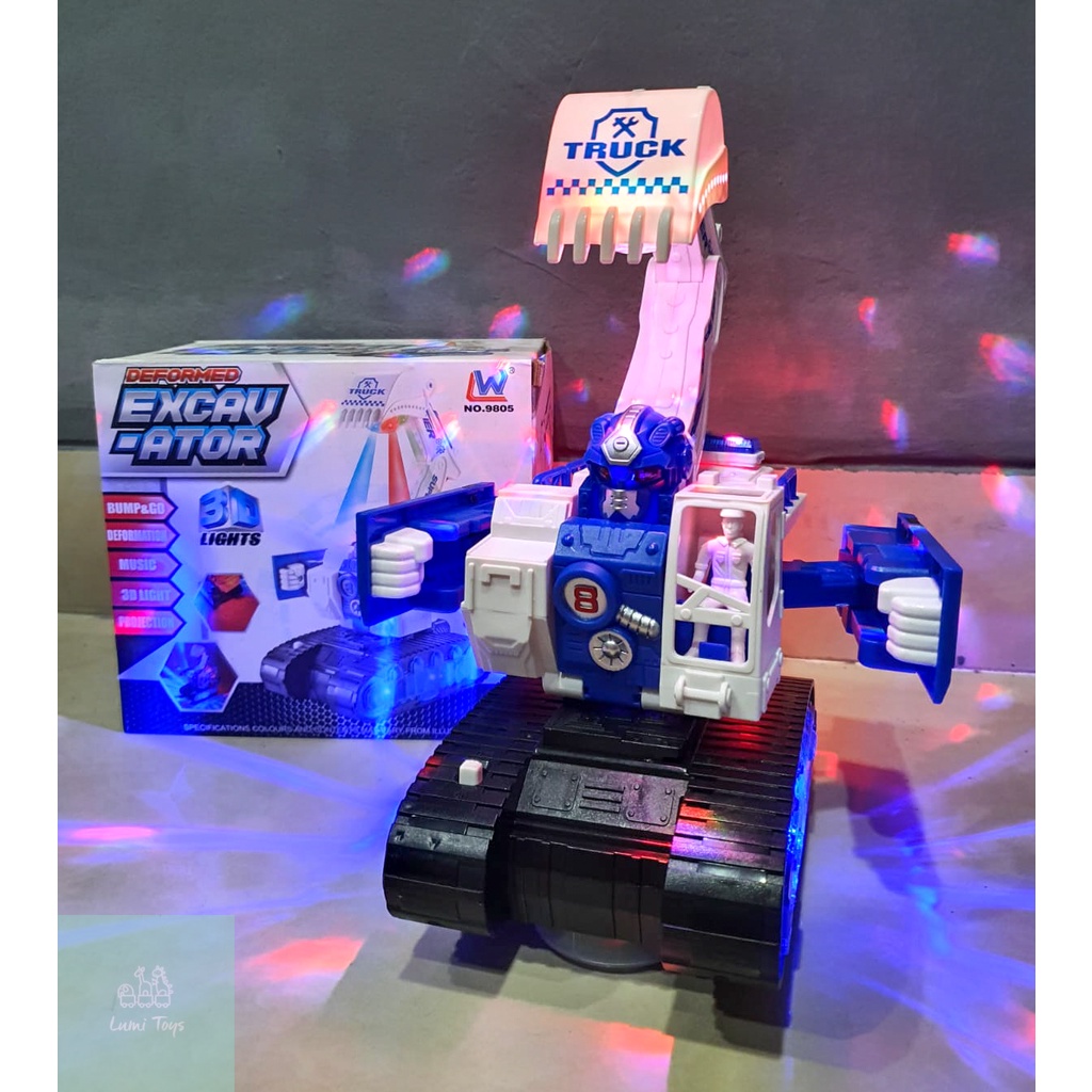 Jual Mainan Anak Mobil Truk beko Excavator Truck jadi Robot Deformed ...