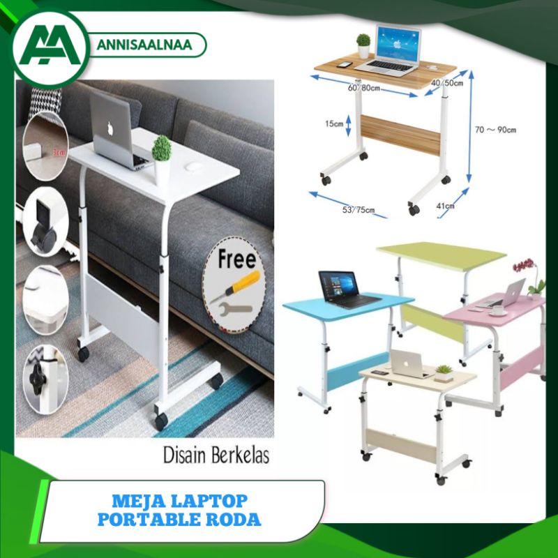 Jual Meja Laptop Portable Roda / Meja Laptop Lipat Adjustable Roda ...