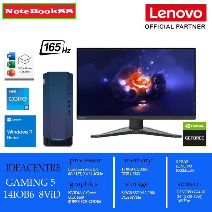 Jual LENOVO IDEACENTRE GAMING 5 14IOB6 8ViD i5-11400 8GB 512SSD GTX W11 OHS | Shopee Indonesia