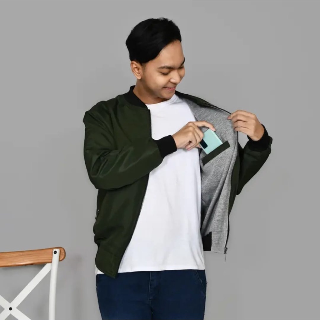 Jual Jaket Pria bomber polos depan belakang ORI NEW Bahan Tasland ...