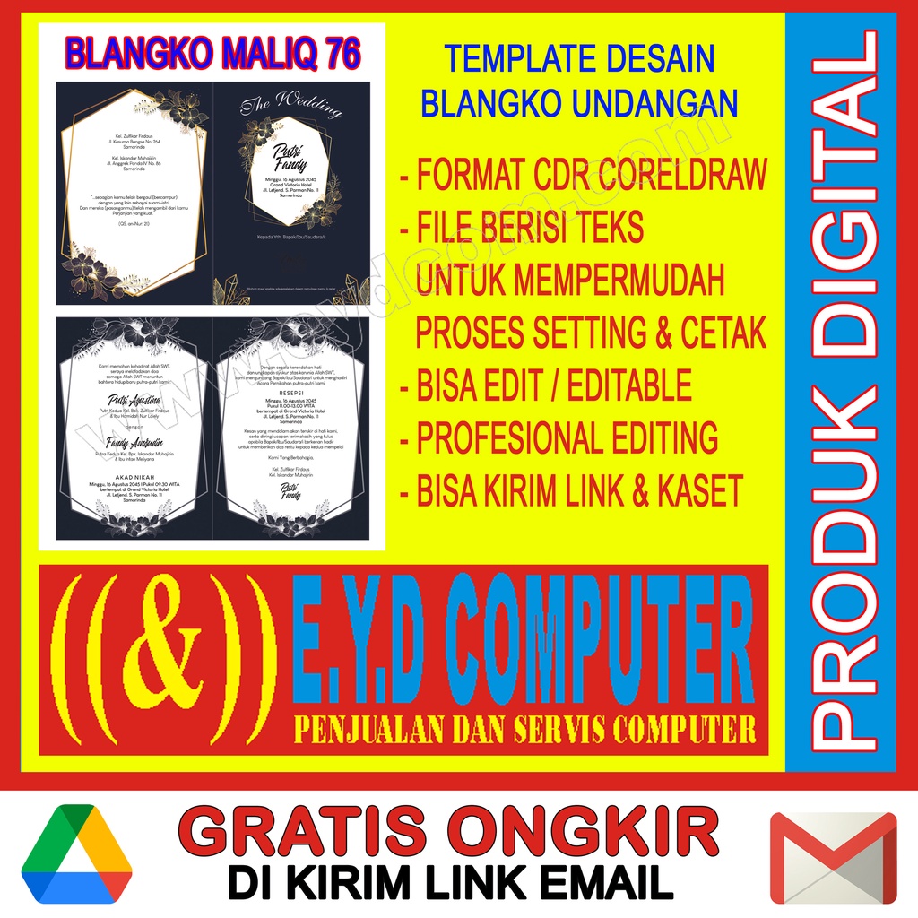 Jual DESAIN TEMPLATE BLANGKO UNDANGAN MALIQ 76 FILE SETTING UNTUK ...