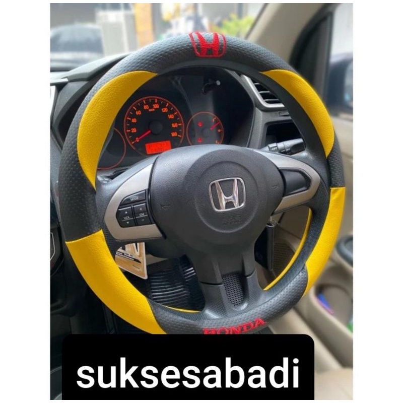 Jual Cover sarung setir mobil logo honda all new brio jazz kuning ...