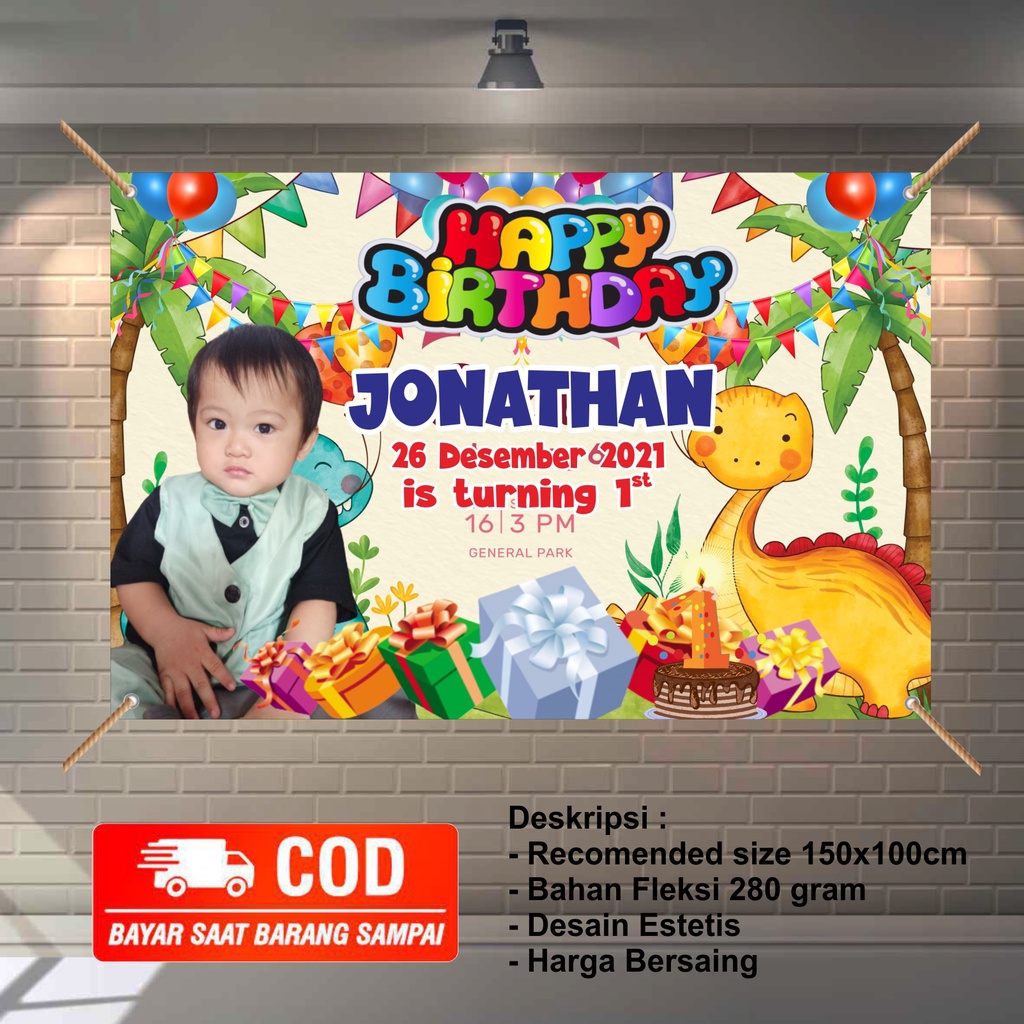 Jual Banner / Backdrop Ulang Tahun Anak Custom | Gratis Desain | Contoh ...
