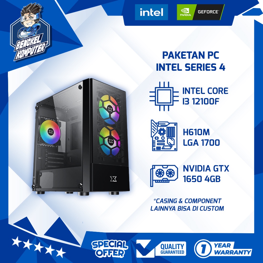 Jual PC INTEL SERIES 4 | i3 12100F | GTX 1650 4GB | READY GAMING DESIGN ...