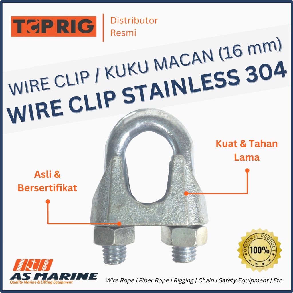 Jual TOPRIG Wire Clip / Kuku Macan / Klem Sling Stainless US Malleable ...