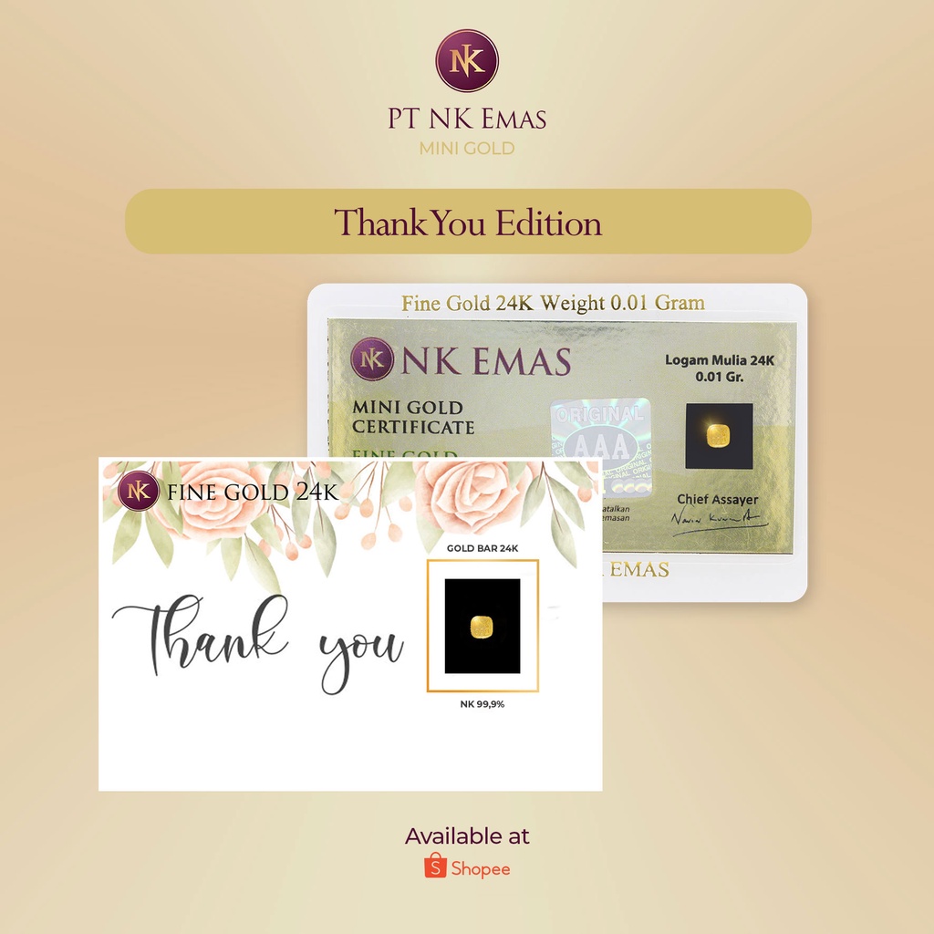 Jual 25 Pcs NK Mini Gold 0.01 Gram (Thank You Envelope Edition ...