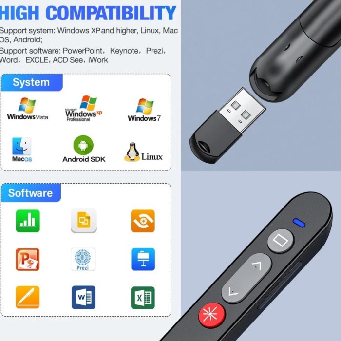Jual Pointer Laser Pointer Presentasi Wireless Clicker Pen Powerpoint ...