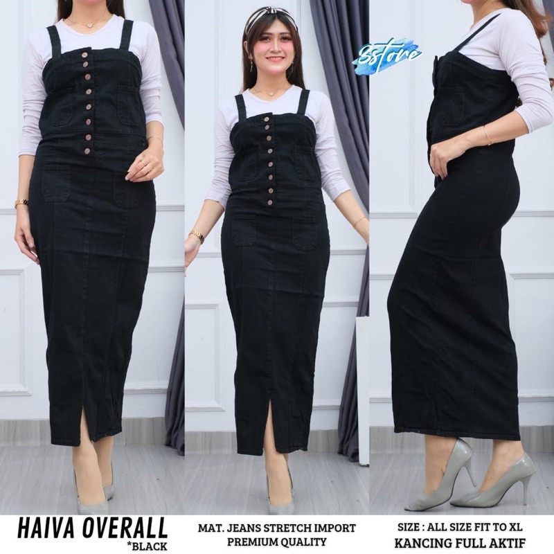 Jual Overall Jeans Strecth Jumpsuit Rok Span Full Kancing | Shopee ...