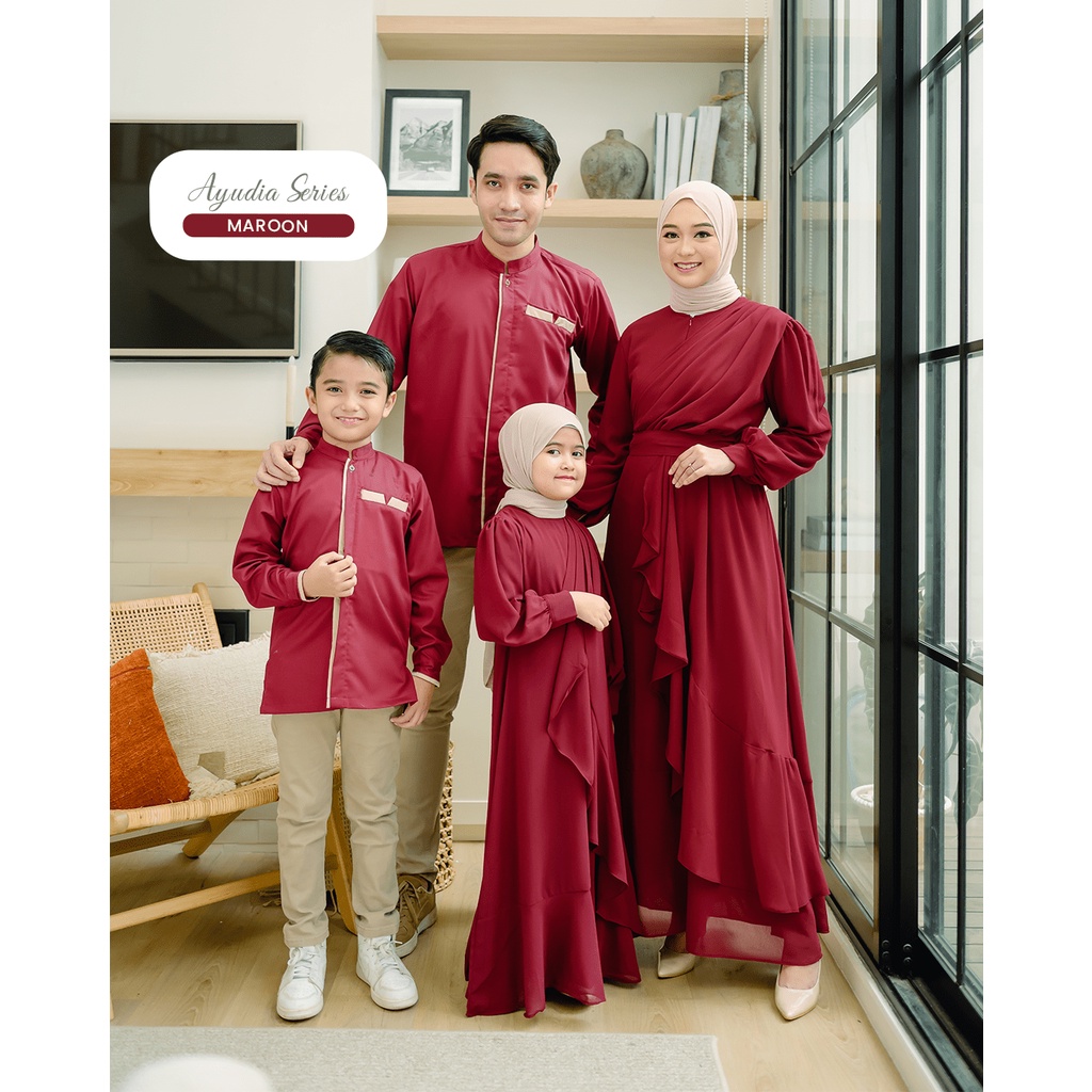 Jual Gamaleea - Ayudia Sarimbit Maroon / Family Set / Sarimbit Keluarga ...