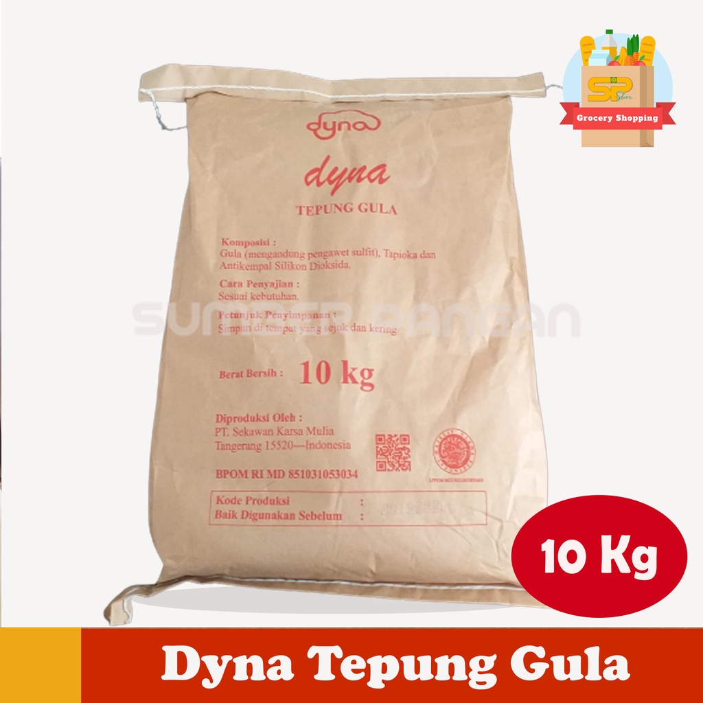 Jual TEPUNG GULA 10KG DYNA / Dyna Tepung gula 10 kg / Gula bubuk 10 Kg | Shopee Indonesia