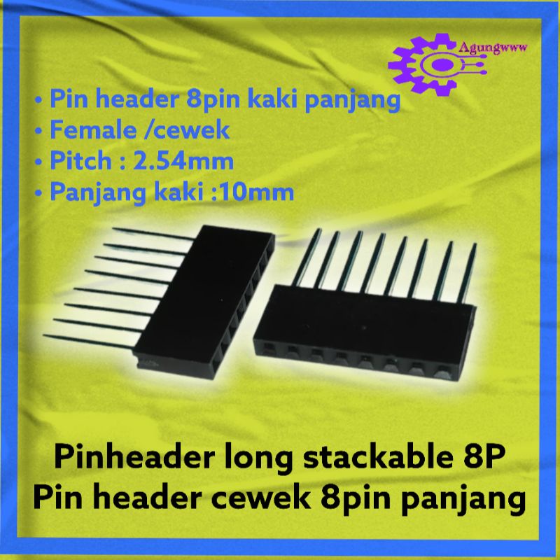 Jual Pin header female 8p Long stackable pinheader female 8pin | Shopee ...