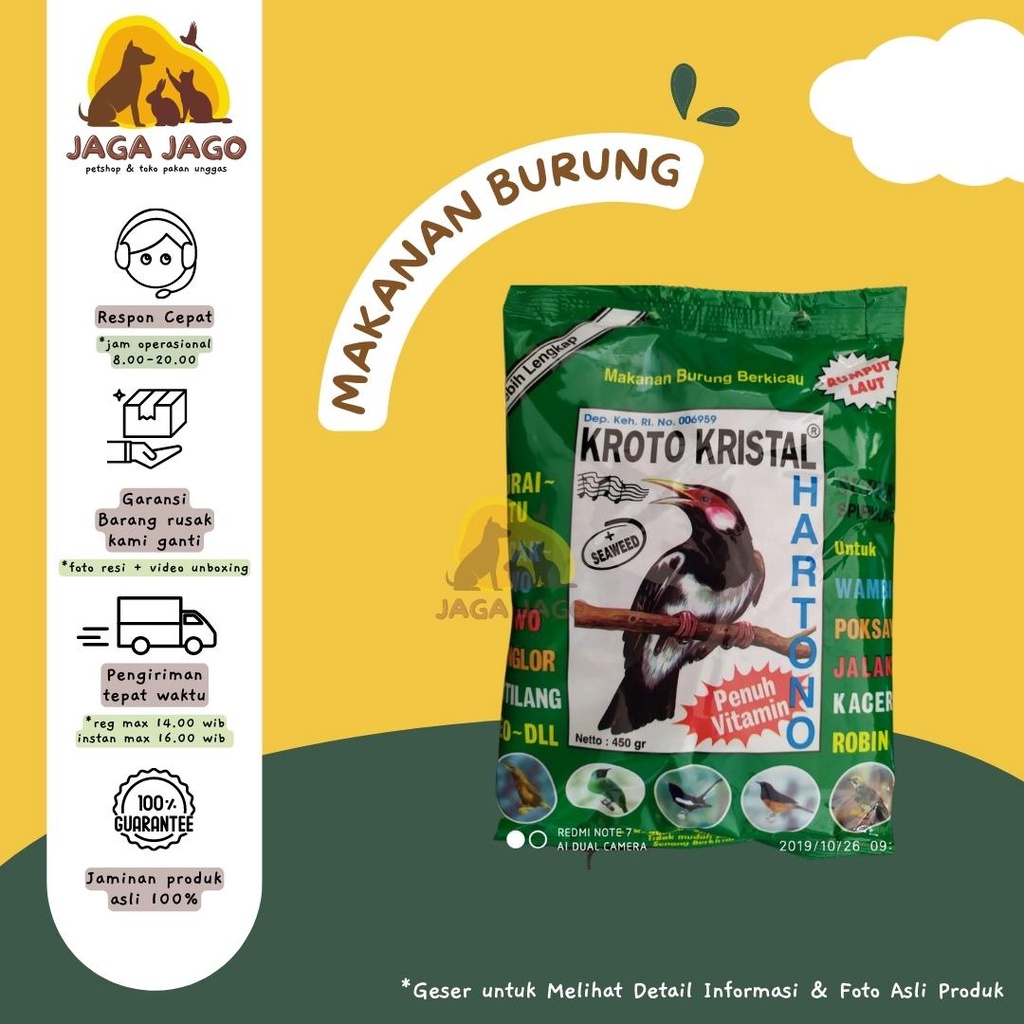 Jual KROTO KRISTAL HARTONO Pakan Burung Berkicau 450gr | Shopee Indonesia