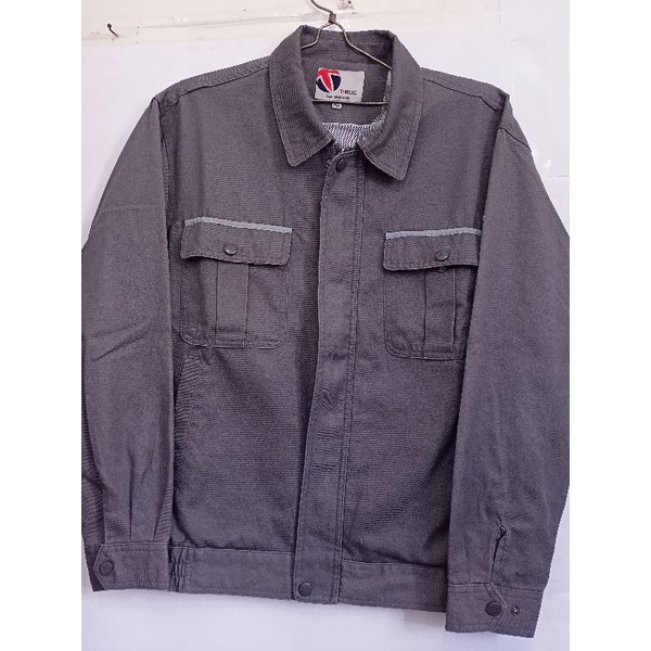 Jual Work Jacket Merek Tbuc Bahan Kanvas Warna Abu Abu Gelap Tebal ( Preloved Thrift ) | Shopee ...