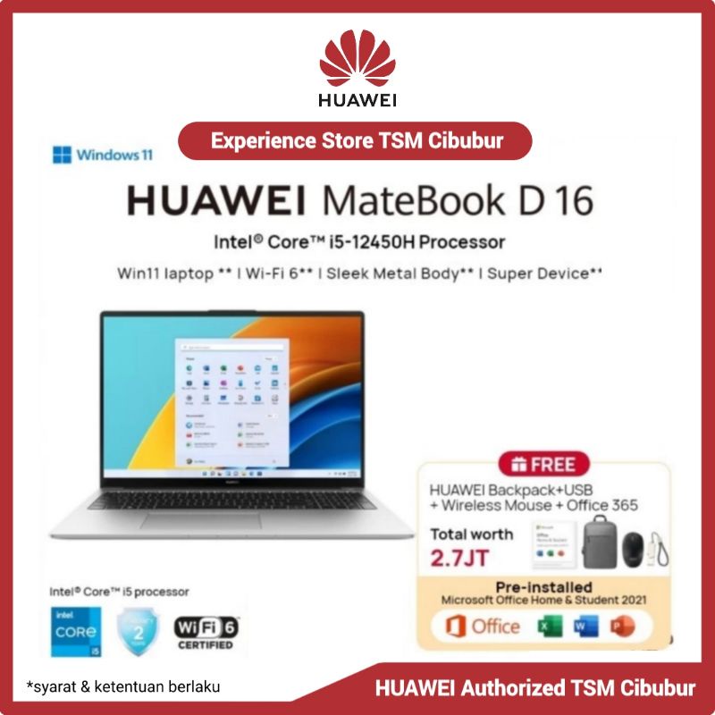 Jual HUAWEI MateBook D16 Laptop [16+512GB] | 16 Inch Vast Display ...