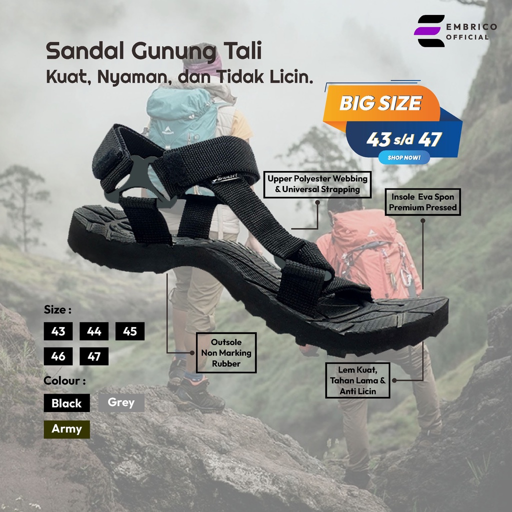 Jual Sendal Gunung Tali Pria Sandal Gunung Sandal Pria Jumbo Sendal ...