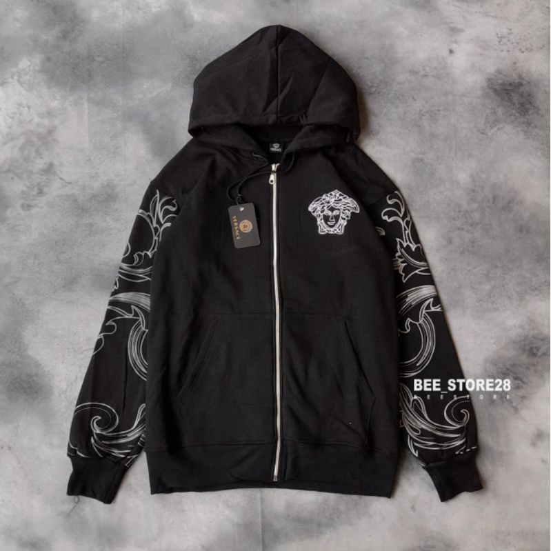 Jual HOODIE ZIPPER VERSACE HITAM BATIK BAROCCO PREMIUM | Shopee Indonesia