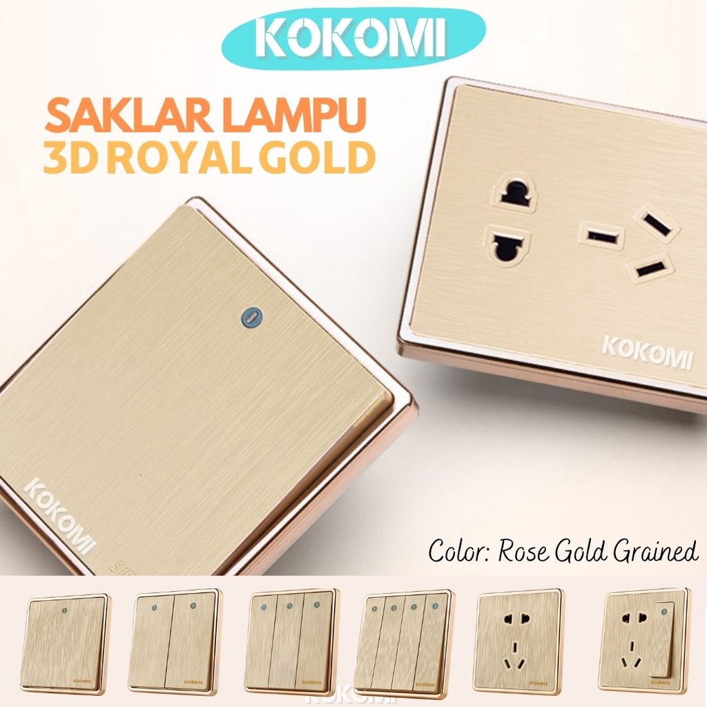 Jual Kokomi Saklar Dinding Soket ROYAL GOLD Wall Socket Golden Brushed ...