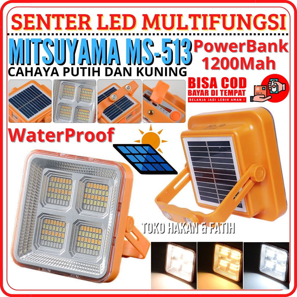 Jual Lampu Emergency Mitsuyama MS-513 LED Light 30W power bank solar ...