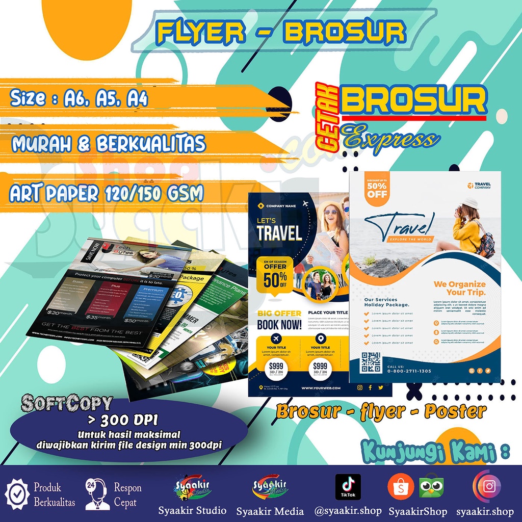Jual Cetak Print Brosur Flyer Pamflet Ukuran A6 A5 A4 Art Paper 120 150 ...