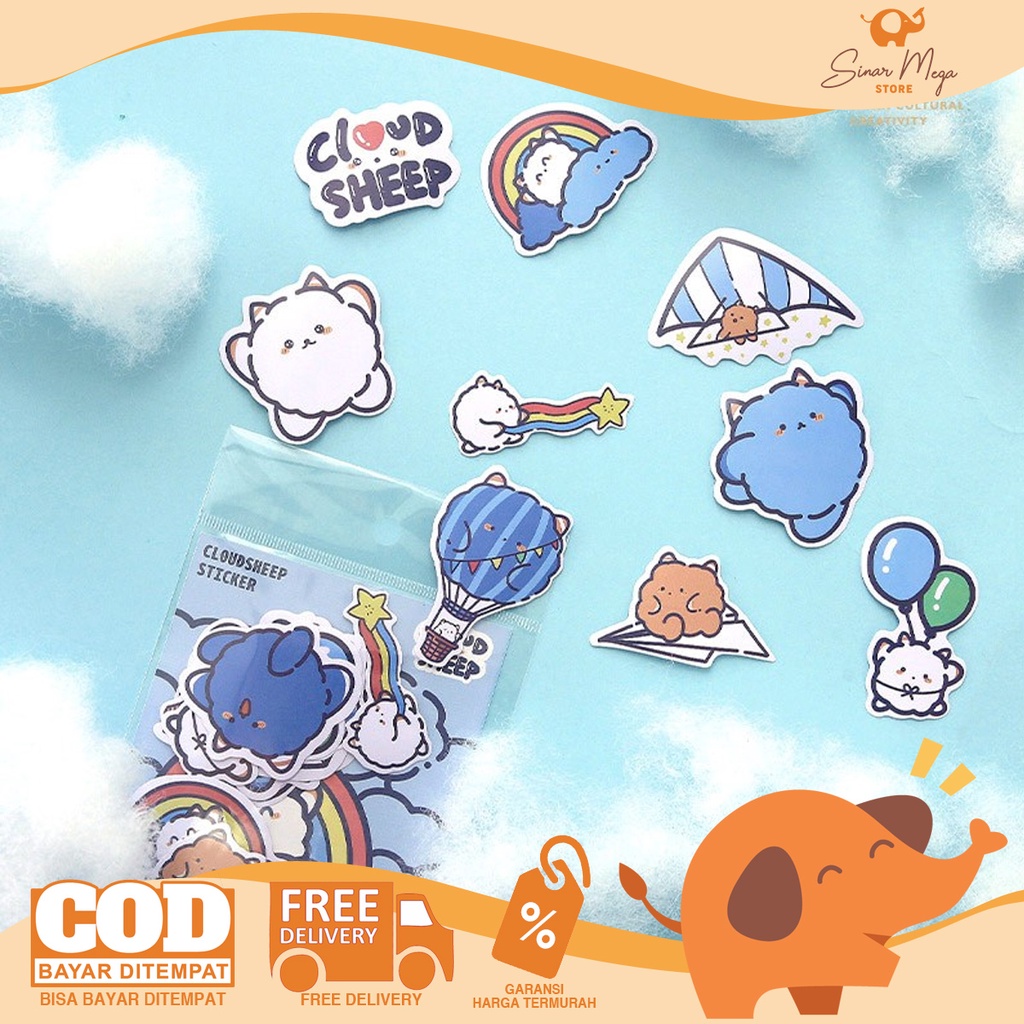 Jual Yunbaa Cloud Sheep Flake Sticker Set / Stickers Stiker Kertas Motif Lucu Unik Murah ...