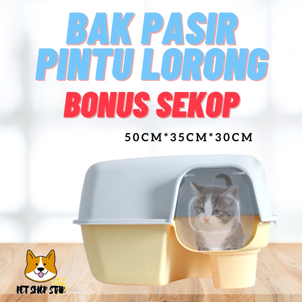 Jual CAT LITTER BOX FULL AISLE BAK PASIR KUCING TERTUTUP PENUH PINTU ...
