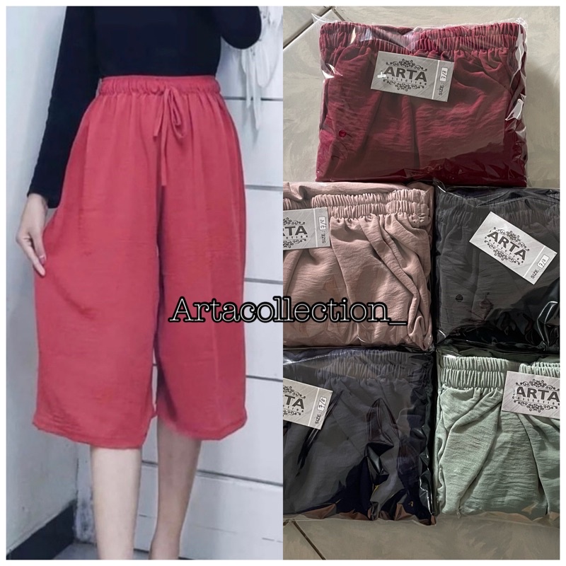 Jual KULOT CRINKLE 7/8 CELANA KULOT CRINKLE PENDEK 7/8 JUMBO PINGGANG KARET MELAR | Shopee Indonesia