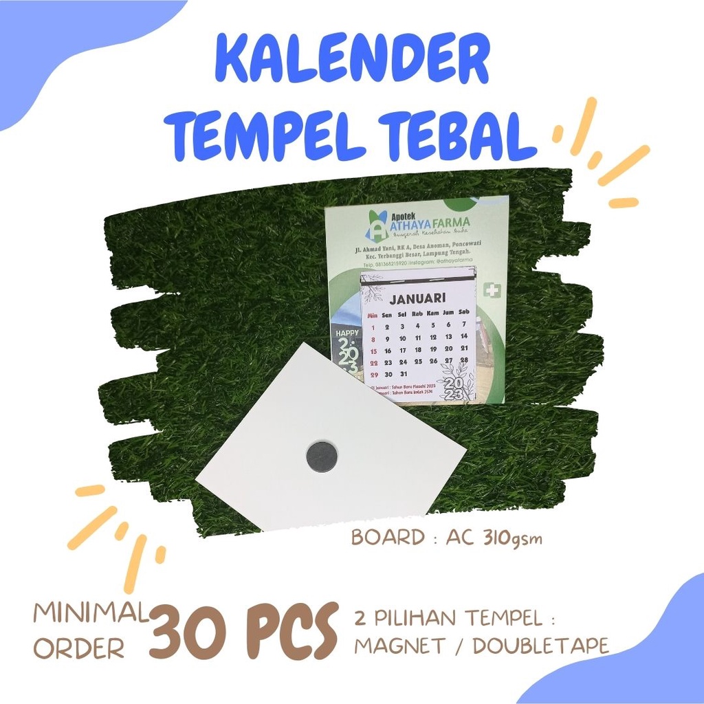 Jual [Tebal] Kalender Magnet Kalender Tempel AC310 Desain Custom ...