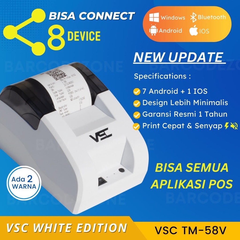 Jual PRINTER THERMAL ANDROID IOS BLUETOOTH VSC TM-58V RPP02N SUPPORT ...