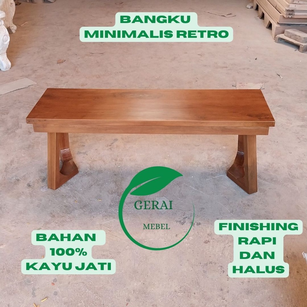 Jual Bangku Minimalis Jati Desain Retro Scandinavian Kaki Lekuk ...