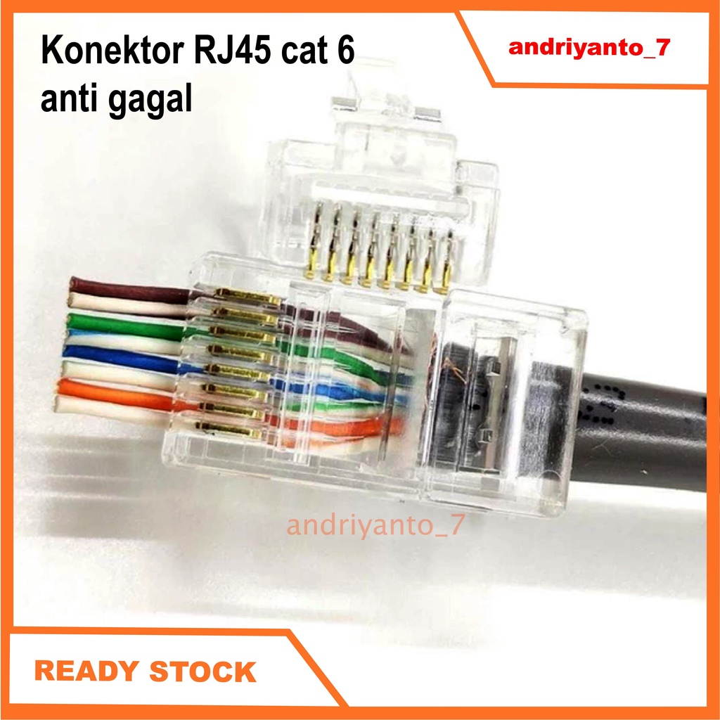 Jual konektor RJ45 Cat6 Anti Gagal Isi 50pcs | Shopee Indonesia