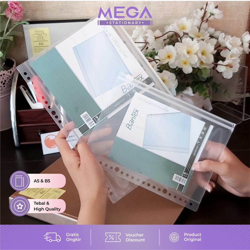 Jual BANTEX ZIPPER POCKET MULTI HOLES MAP ZIPPER A5/B5 | Shopee Indonesia