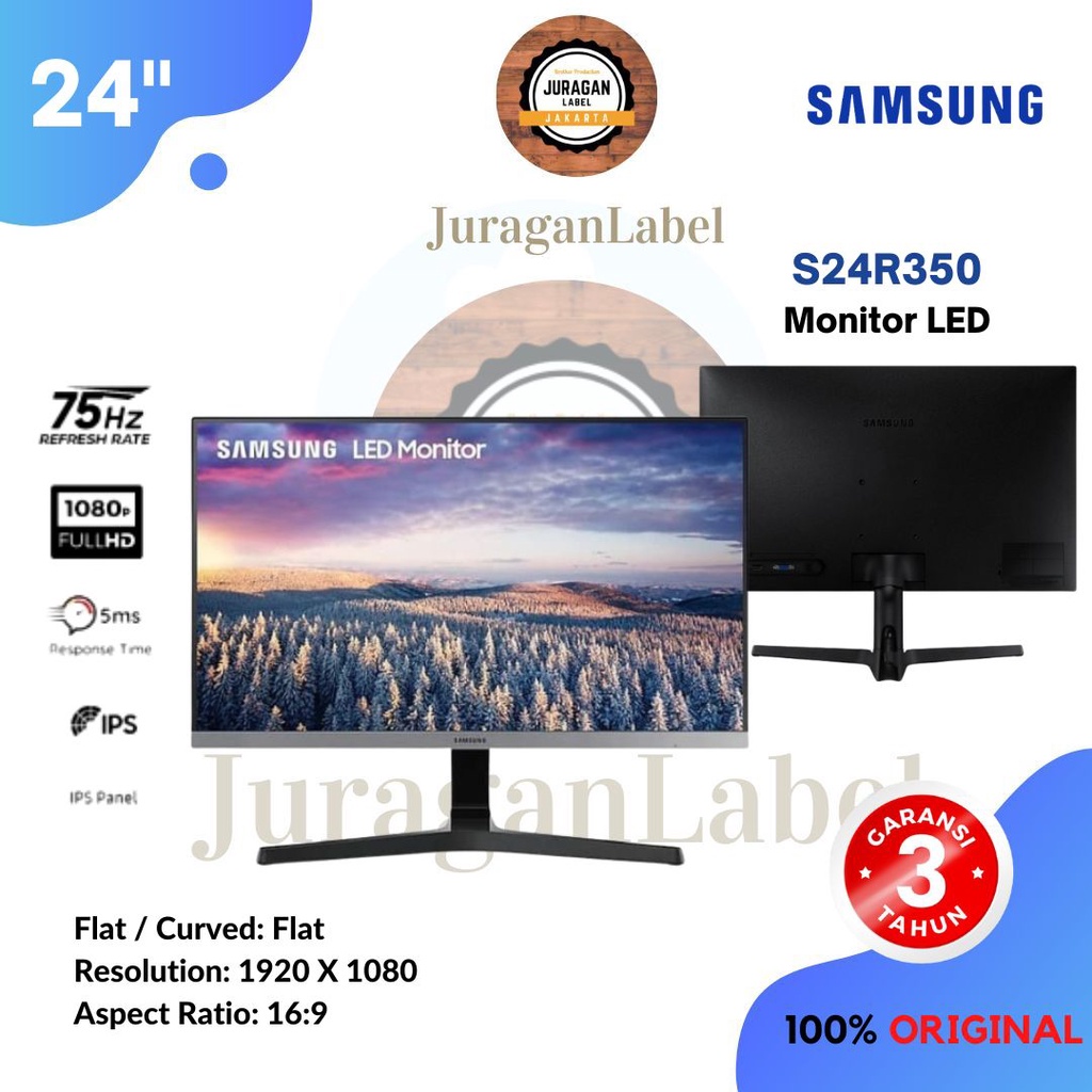 Jual LED Monitor Samsung 24" Inch S24R350 FHD HDMI Bezel-less IPS 75Hz ...