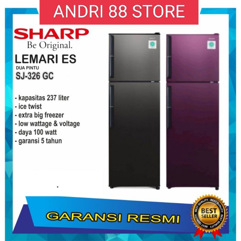 Jual KULKAS SHARP SJ 326 GC LEMARI ES 2 PINTU SJ 326 GC/ JUMBO | Shopee Indonesia