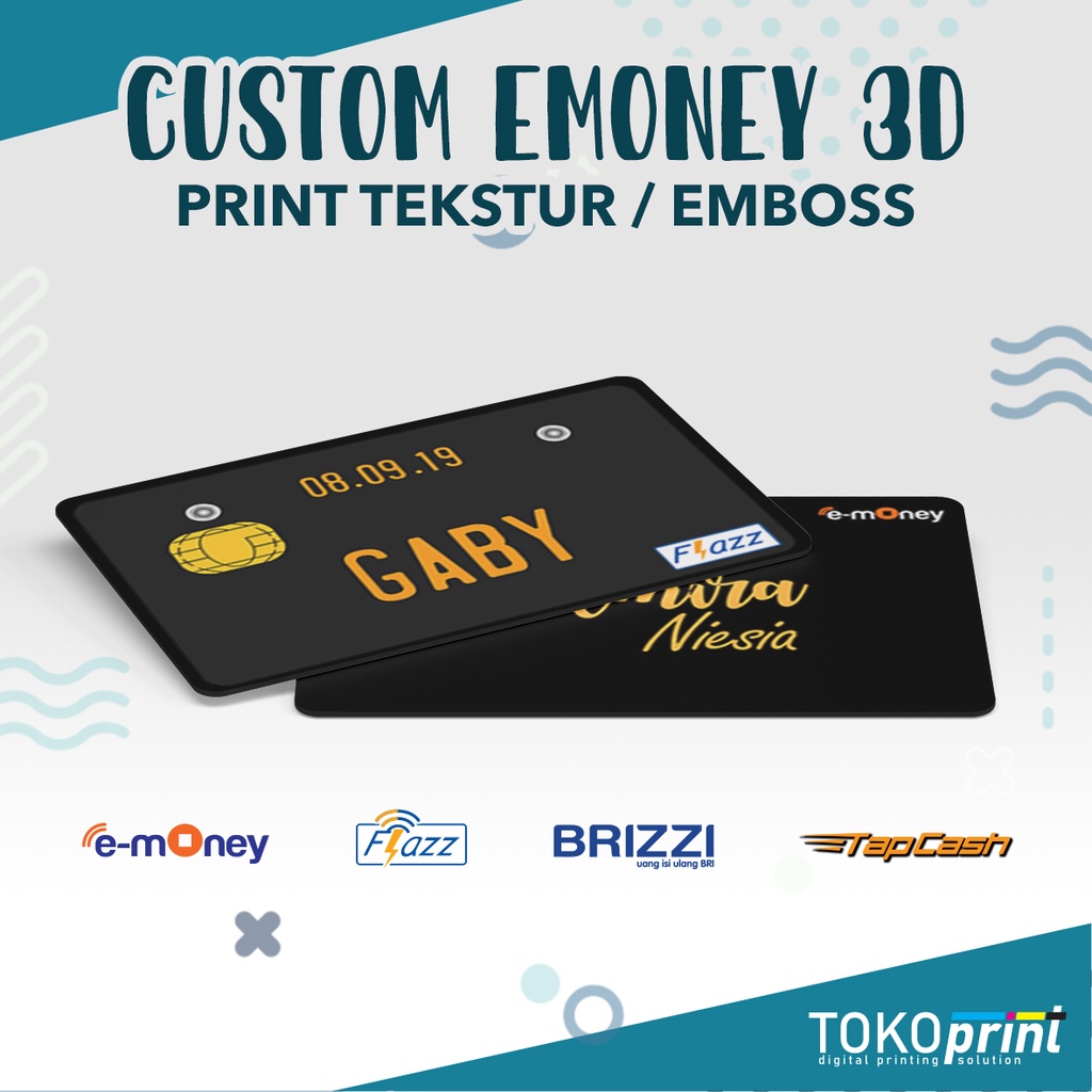 Jual Custom Print 3D Emboss ETOLL Emoney Flazz Brizzi Tapcash | Shopee ...