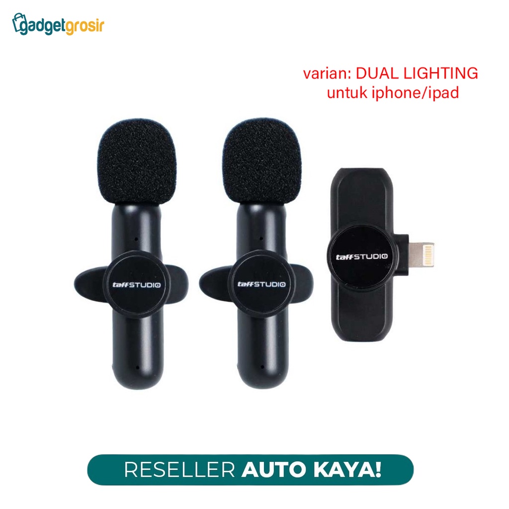 Jual Mic Dual Clip On Wireless Lavalier Microphone Dengan Charging Case ...