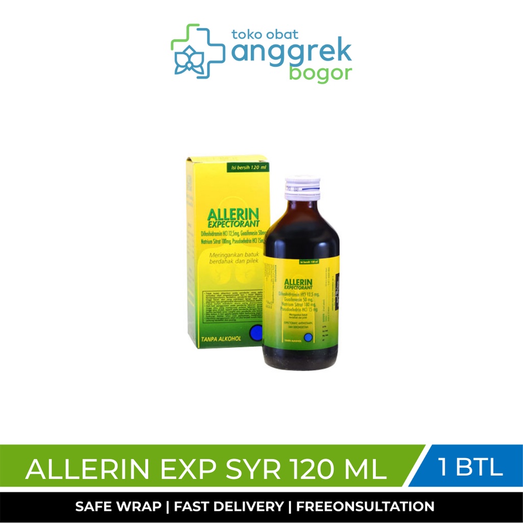 Jual ALLERIN EXPECTORANT SYRUP 120 ML/OBAT BATUK BERDAHAK/PILEK ALERGI ...