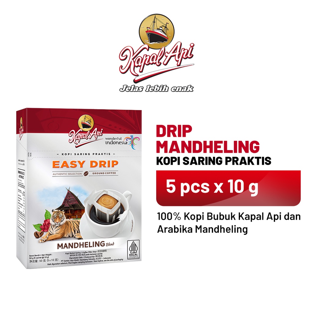 Jual KAPAL API Drip Mandheling Blend 1 Folding Box (5 x 10 gr) | Shopee ...