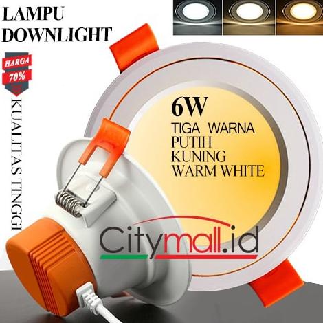 Jual DOWNLIGHT LIS GOLD PUTIH KUNING Warm White 3 WARNA 6WATT PANEL LED ...