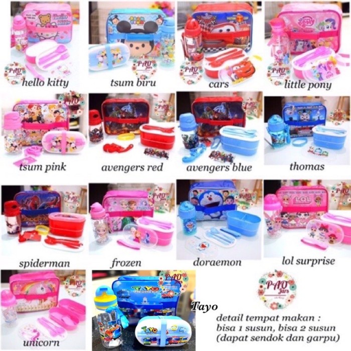 Jual [Lunch Box Set] Lunch Box Set Anak Karakter / Tempat Makan / Bekal Set Anak [Readyy ...