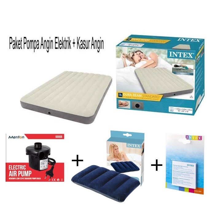 Jual INTEX QUEEN AIR BED KASUR TIUP ANGIN 152CM - 64103 64709 64759 DURA BEAM CREAM AIRBED Free ...
