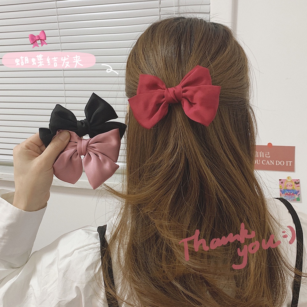Jual Jepit Rambut Pita Korea Sedang Medium Satin Silk Bow Ribbon Hair ...
