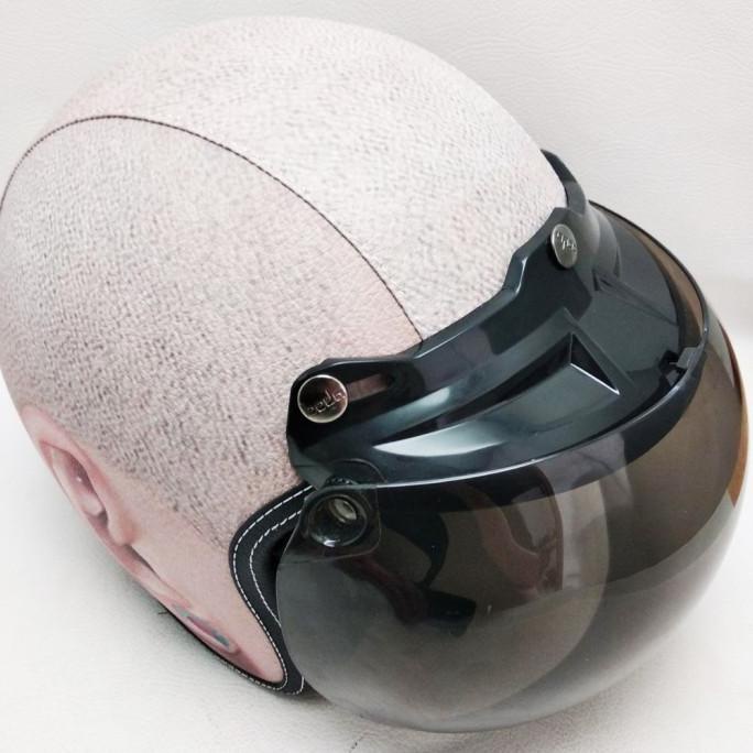 Jual HELM RETRO BOGO KULIT MOTIF KEPALA PLONTOS BOTAK KACA BUBBLE ...
