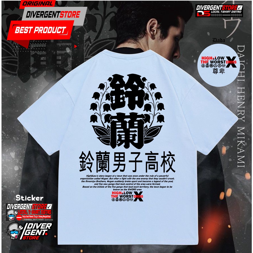 Jual [DVRGNT] Kaos Distro High and Low / TOP Oversized Unisex Divergentstore High And Low The ...