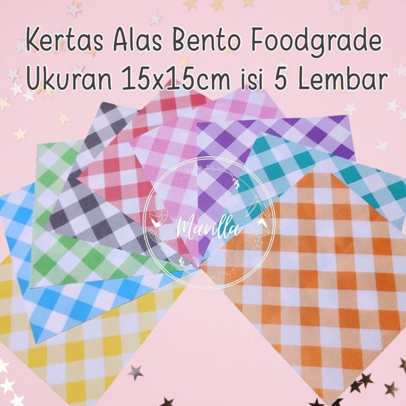 Jual ALAS KERTAS ROTI BENTO CAKE MOTIF KOTAK TARTAN WARNA ISI 5 LEMBAR ...